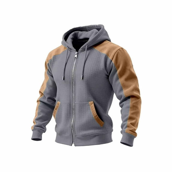CONZONE Men's Fleece Hoodies Patchwork Color Thick Hoodie For Men Long ...