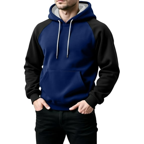 CONZONE Men's Hoodies Patchwork Color Hoodie For Men Long Sleeve ...