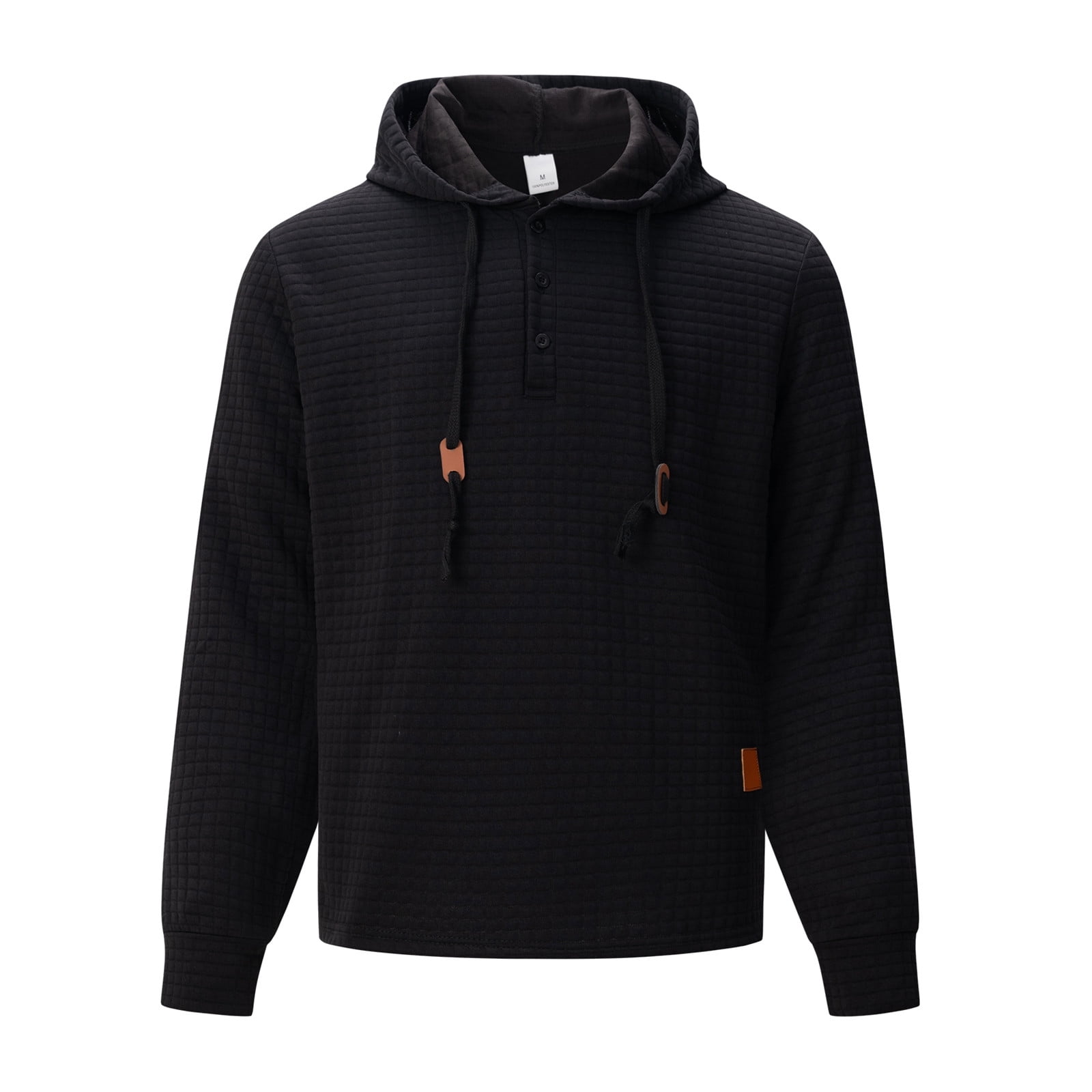 CONZONE Men's Hoodies Solid Color Hoodie for Men Buttons Long Sleeve ...
