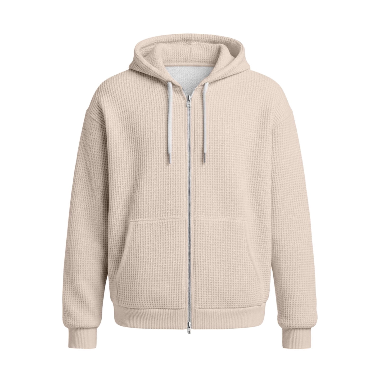 CONZONE Men's Hoodies Solid Color Plaid Hoodie For Men Long Sleeve Zip ...