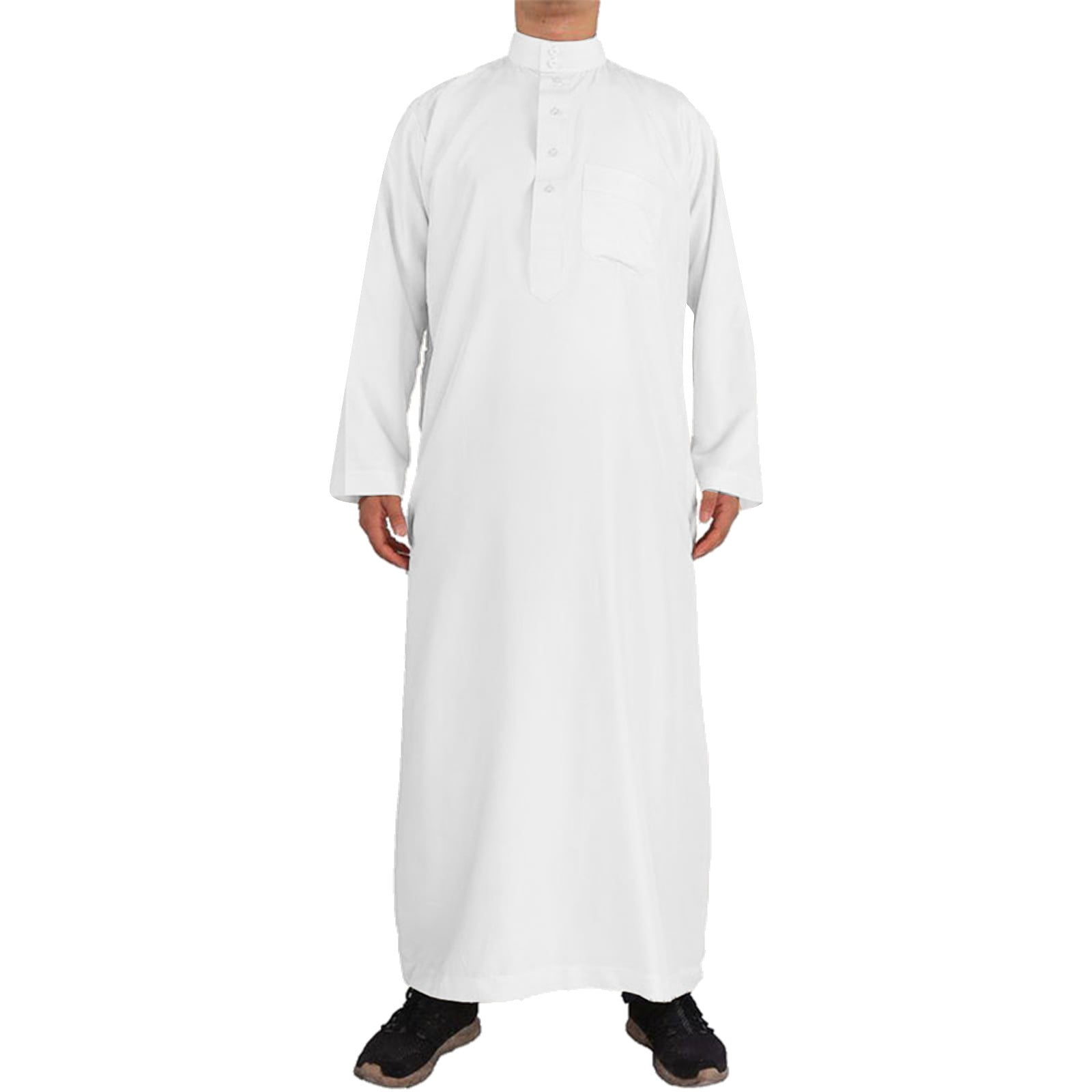 CONZONE Men's Muslim Robe Long Sleeve Abaya Arab Thobe for Men Trendy ...