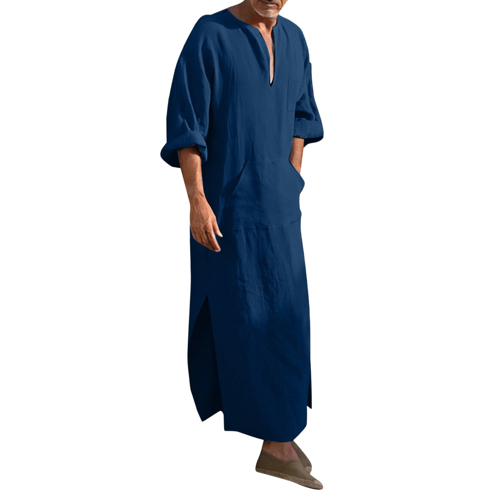 CONZONE Men's Muslim Robe Short Sleeve Arabic Africa Linen T Shirts for ...