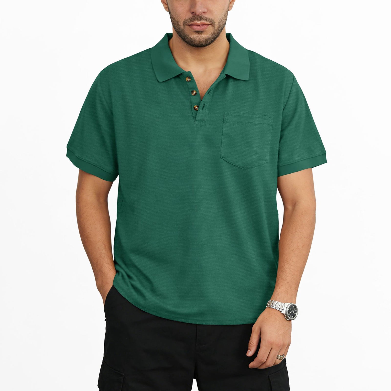 CONZONE Men's Polo Shirts Short Sleeve Buttons T Shirts For Men Lapel ...