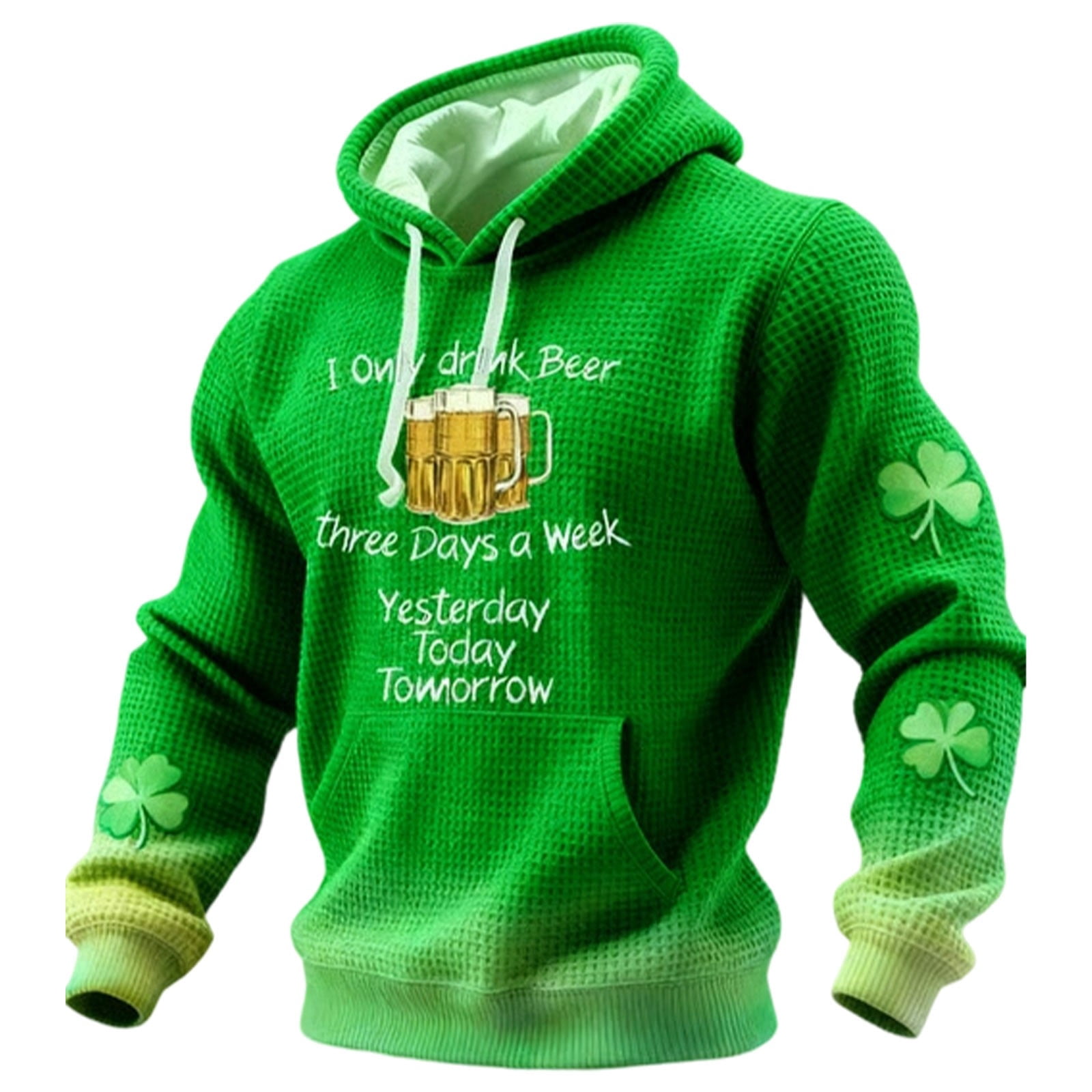 CONZONE Men's St. Patrick's Day Hoodies Lucky Clover Graphic Hoodie For ...
