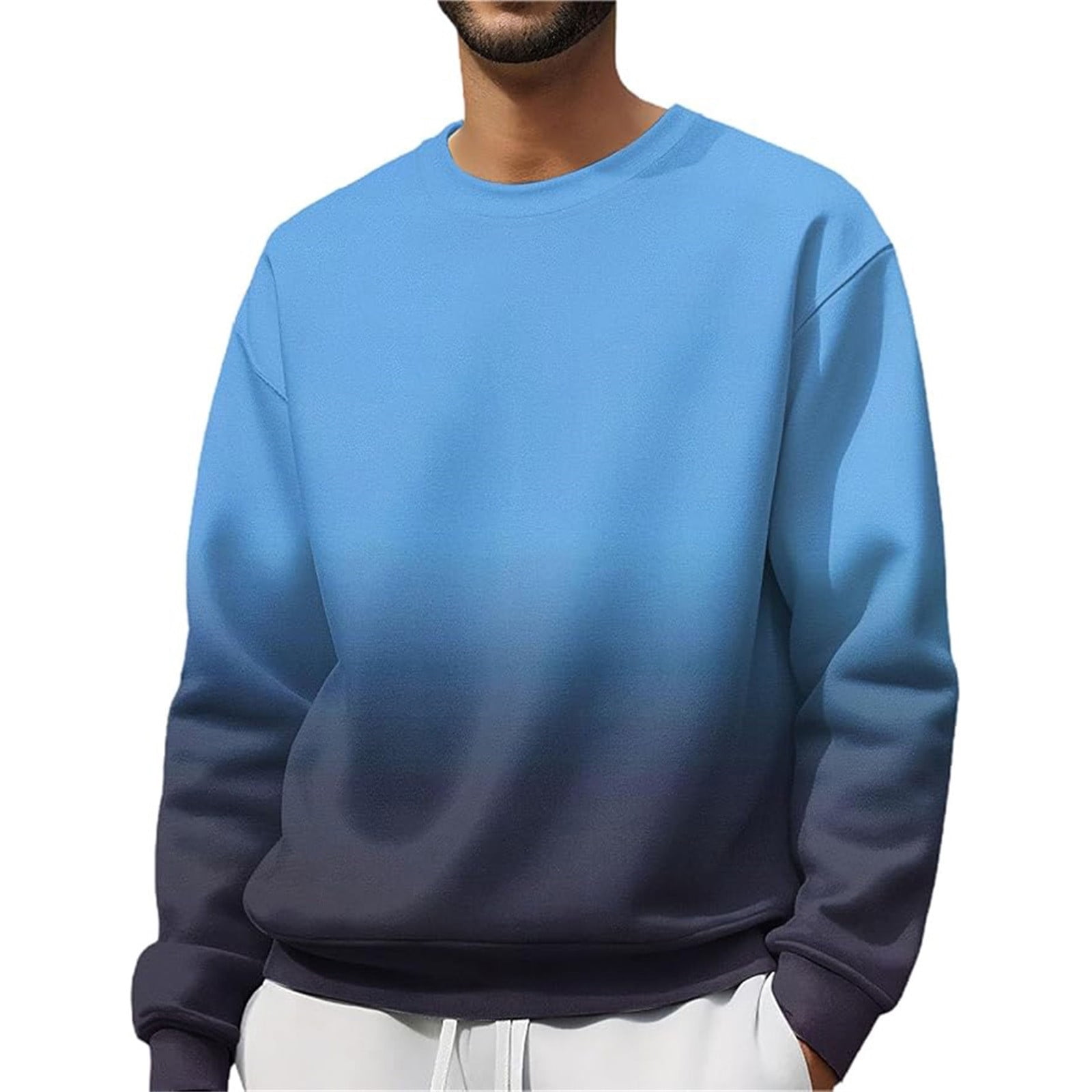 CONZONE Men's Sweatshirts Crewneck Sweatshirt for Men Gradient Color ...