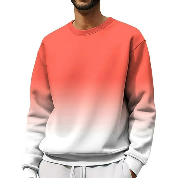 CONZONE Men's Sweatshirts Crewneck Sweatshirt for Men Gradient Color ...