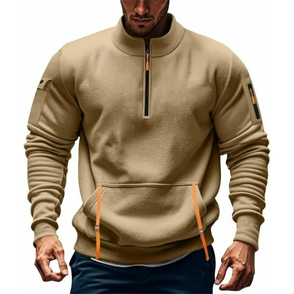 CONZONE Men's Sweatshirts Fleece Crewneck Sweatshirt for Men Solid ...