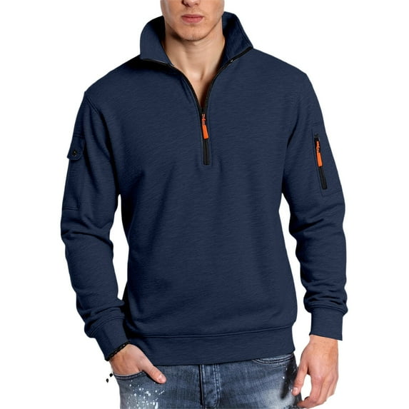 CONZONE Men's Sweatshirts Turtleneck Sweatshirt for Men Solid Color ...