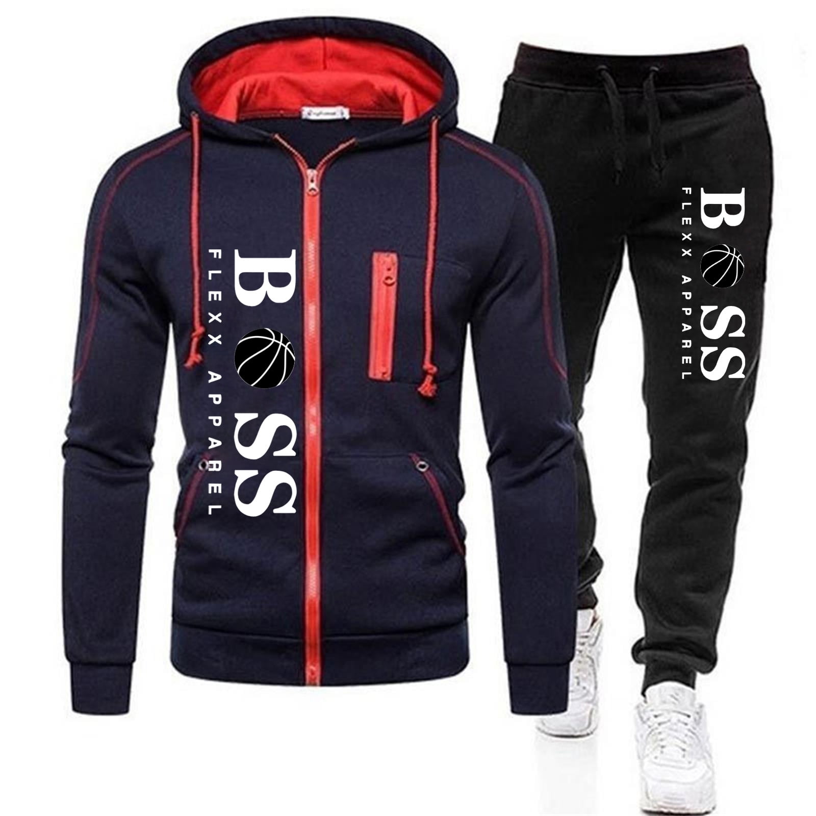 CONZONE Men's Sweatsuit 2 Piece Sets Casual Men's Jogging Tracksuit Set ...