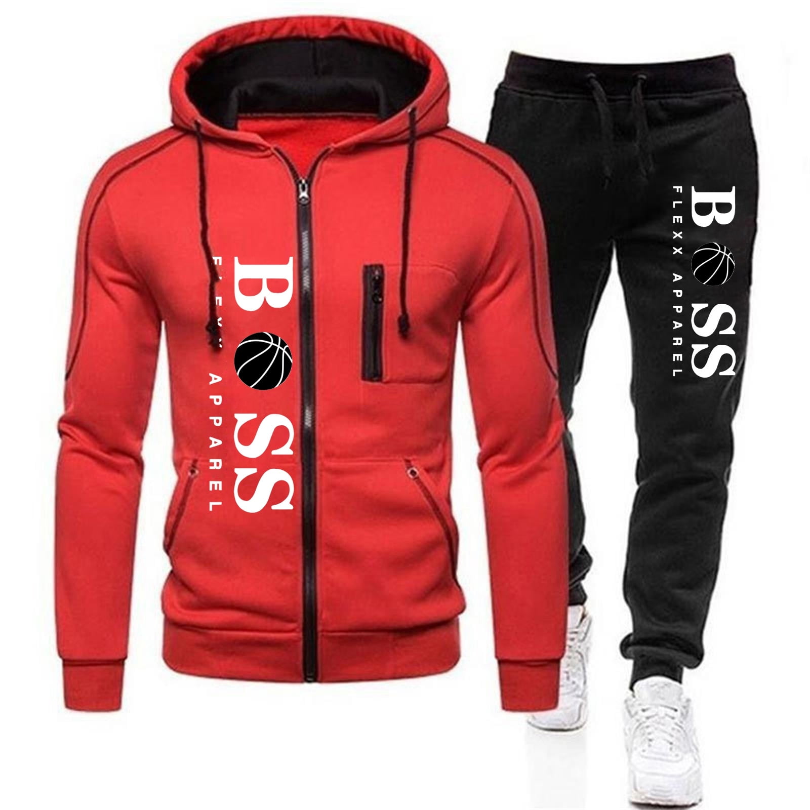 CONZONE Men's Sweatsuit 2 Piece Sets Casual Men's Jogging Tracksuit Set ...
