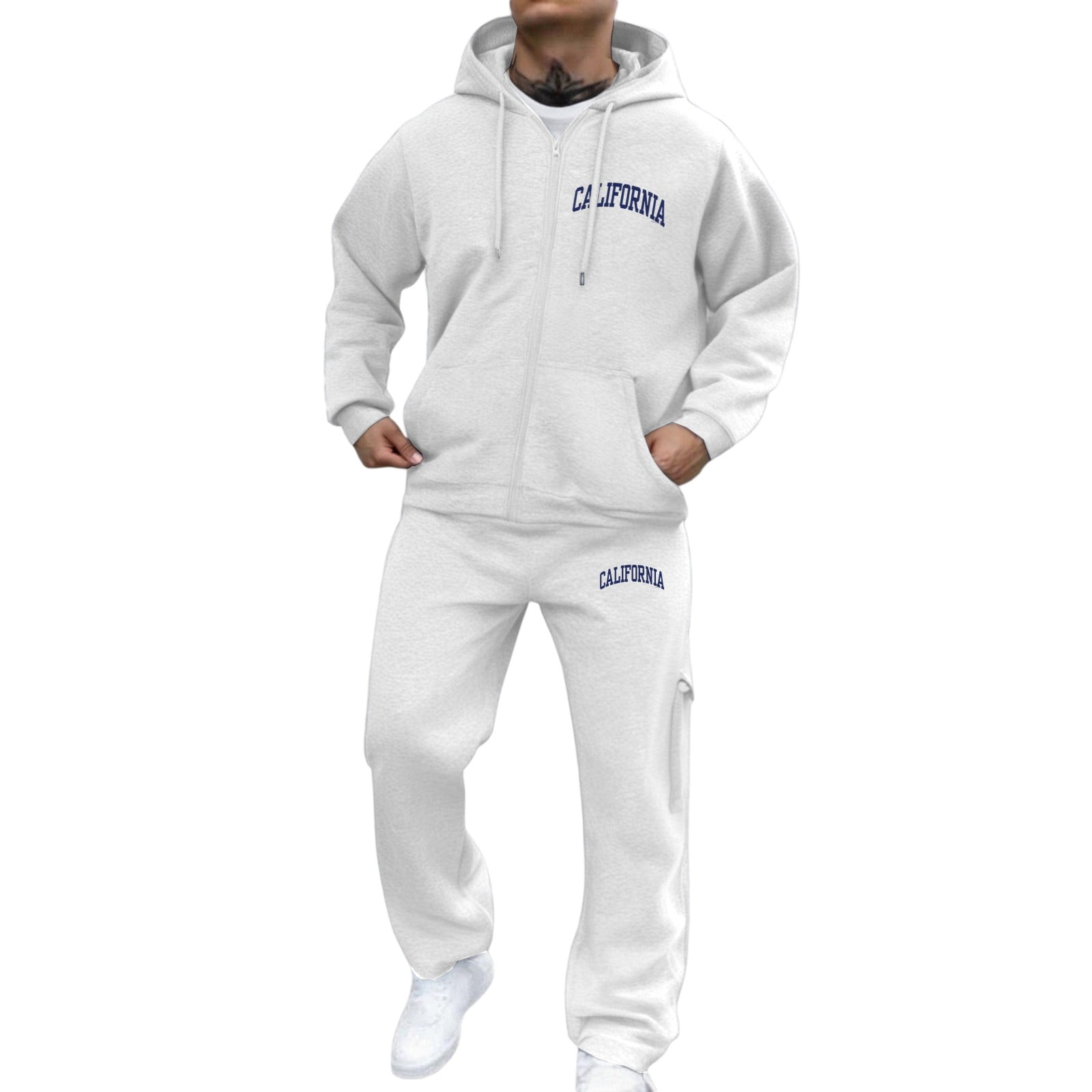 CONZONE Men's Sweatsuit 2 Piece Sets Casual Men's Jogging Tracksuit Set ...