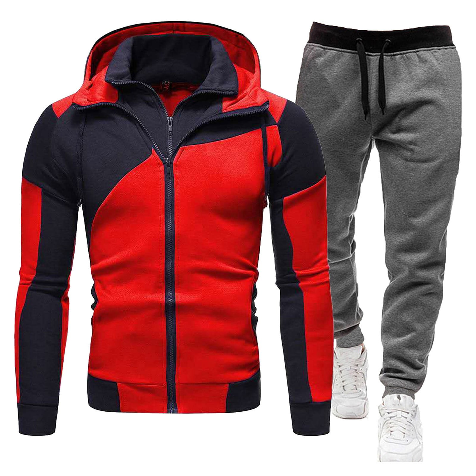 CONZONE Men's Sweatsuit 2 Piece Sets Casual Men's Jogging Tracksuit Set ...