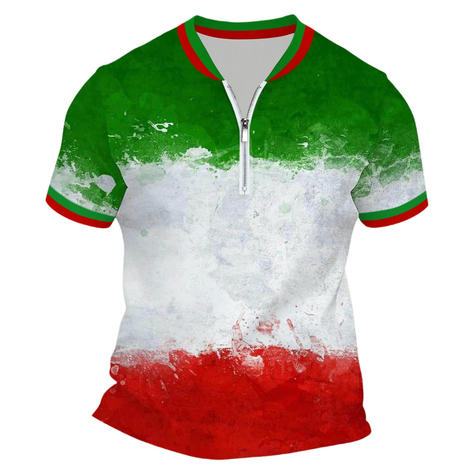 CONZONE Men's T-Shirts Short Sleeve Zip T Shirts for Men Casual Crew ...