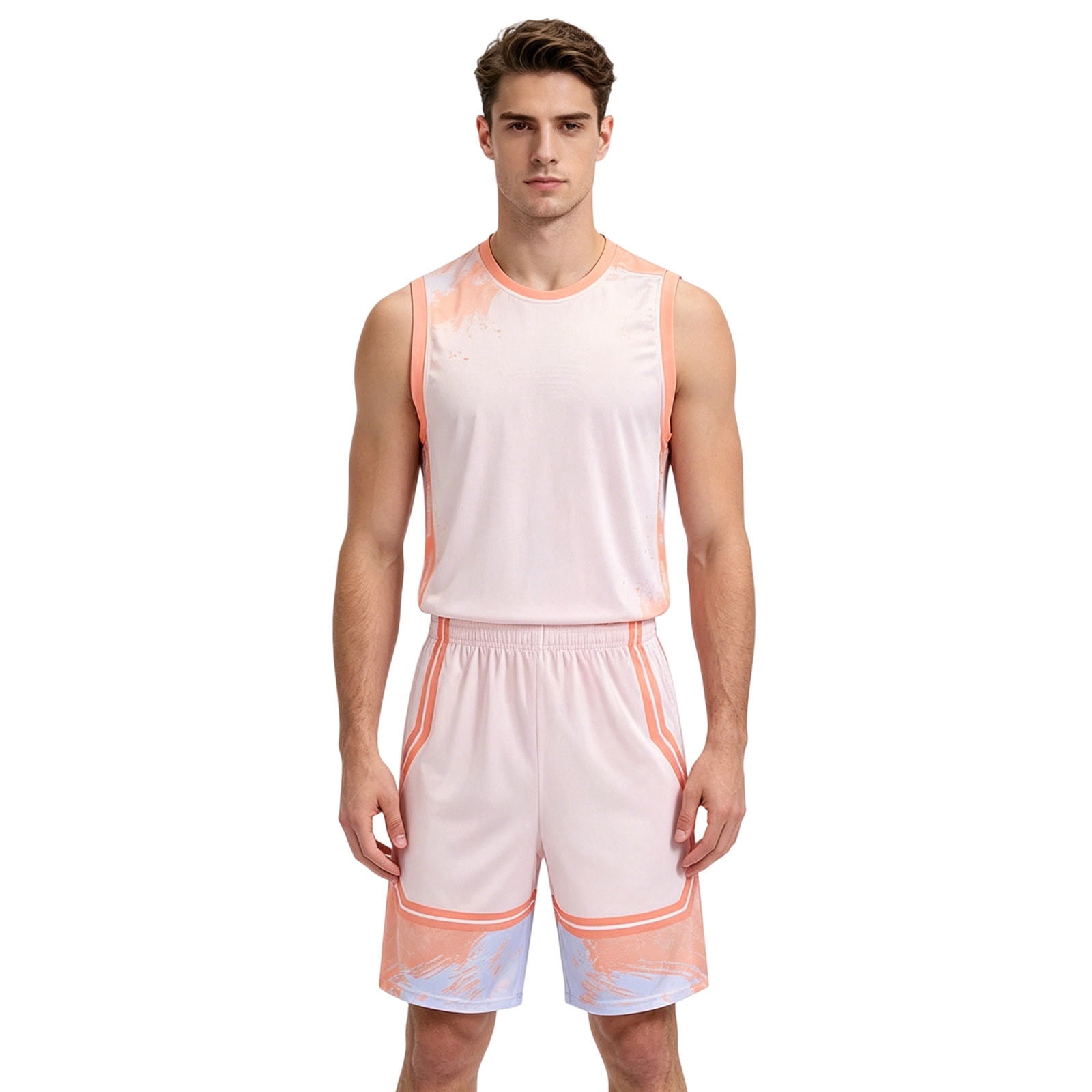 CONZONE Mens 2 Peice Basketball Outfits Graphic Sleeveless Workout ...