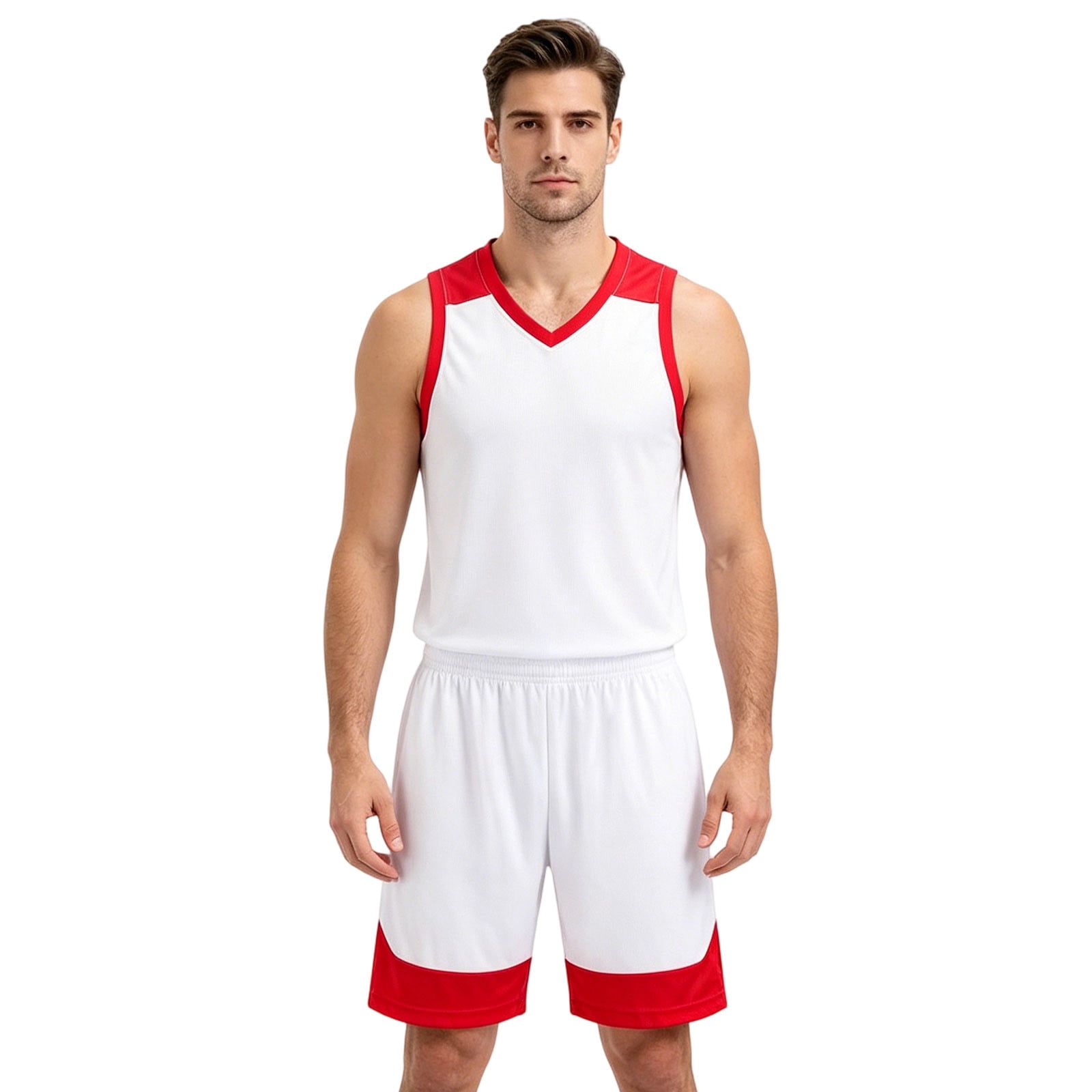 CONZONE Mens 2 Peice Basketball Outfits Solid Color Sleeveless Workout ...