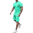 CONZONE Mens 2 Peice Track Suits Graphic Short Sleeve Workout Tshirt ...