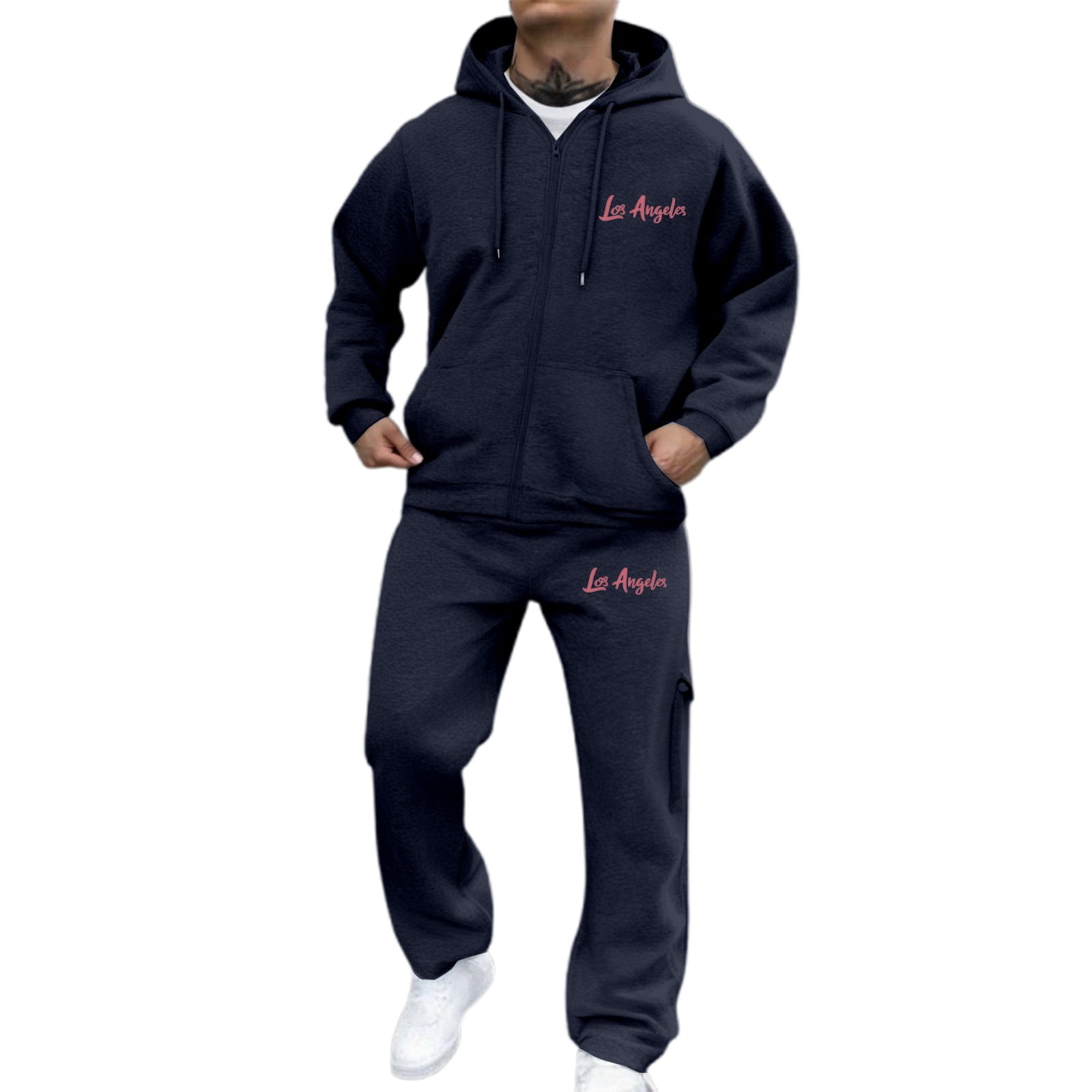 CONZONE Mens 2 Piece Sweatsuits Casual Men's Jogging Tracksuit Set ...
