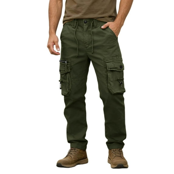 CONZONE Mens Baggy Cargo Pants Solid Color Y2K Elastic Waist Cargo ...