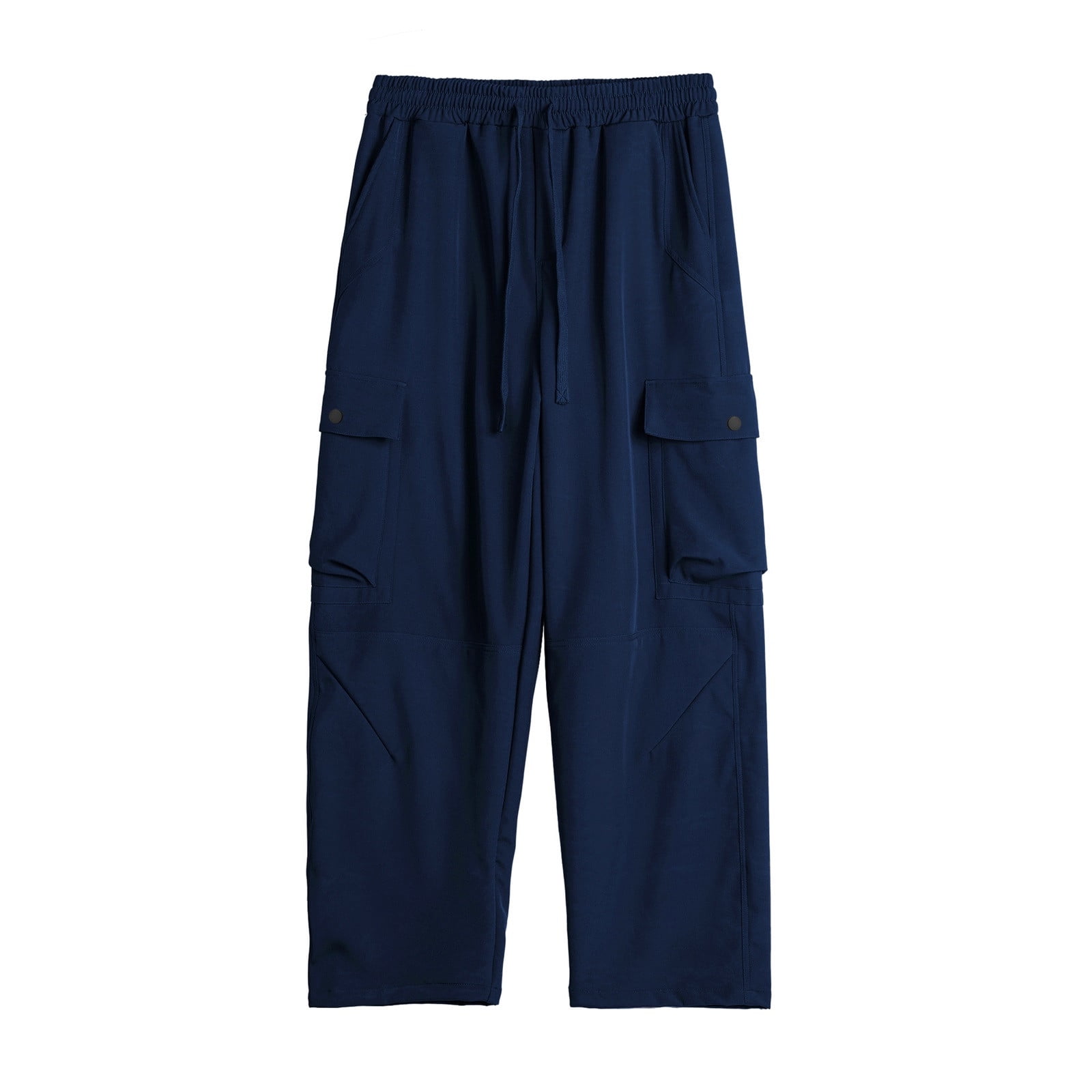 CONZONE Mens Baggy Cargo Pants Solid Color Y2K Elastic Waist Drawstring ...