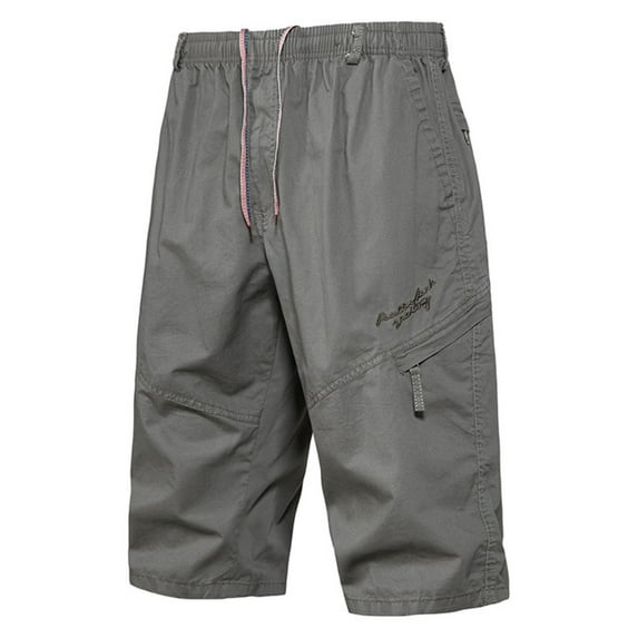 CONZONE Mens Baggy Cargo Shorts Casual Solid Color Elastic Waist ...