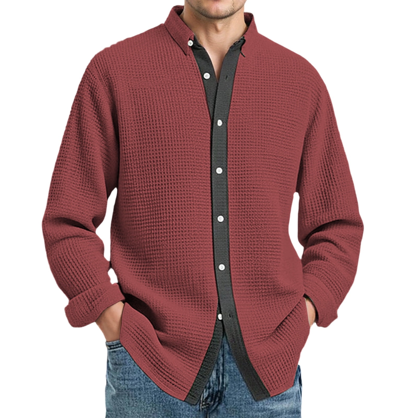 CONZONE Mens Buttons Down Shirts Long Sleeve Shirts For Men Trendy ...