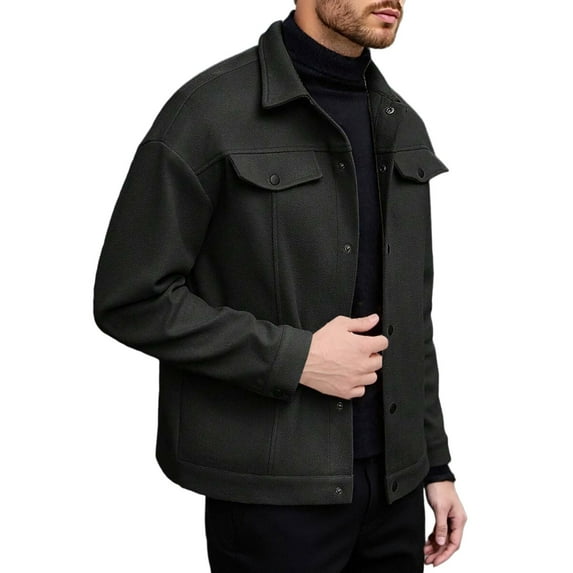 CONZONE Mens Buttons Down Woolen Shirts Long Sleeve Shirts For Men ...