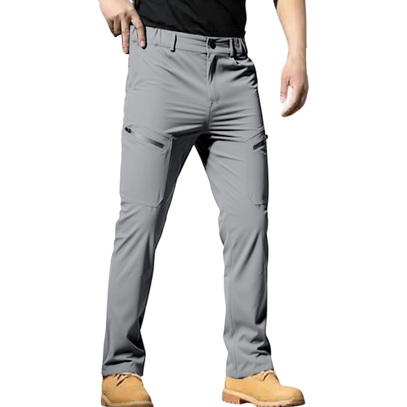 CONZONE Mens Cargo Pants Solid Straight Leg Cargo Pants for Men ...