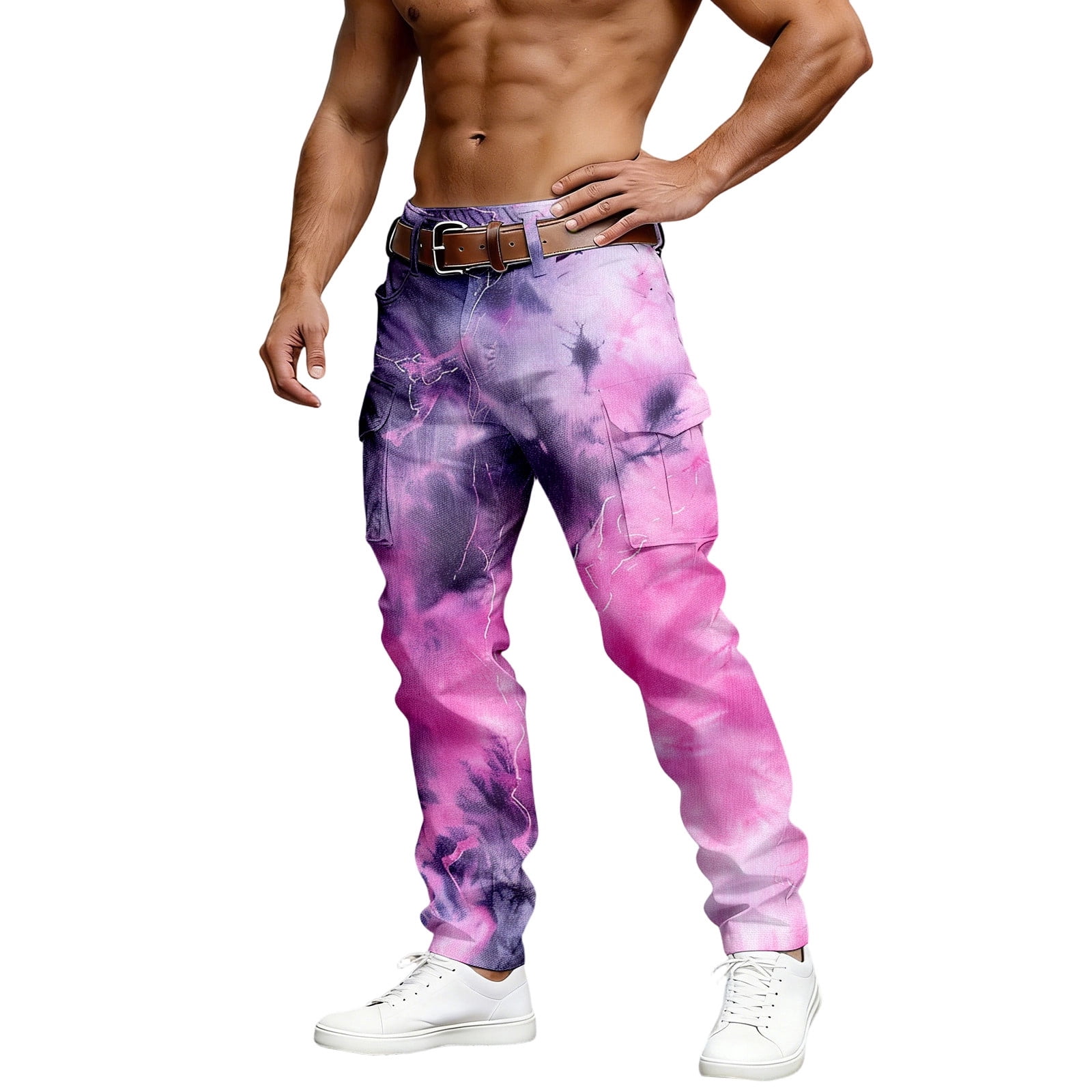 CONZONE Mens Cargo Pants Tie Dye Straight Leg Cargo Pants for Men ...
