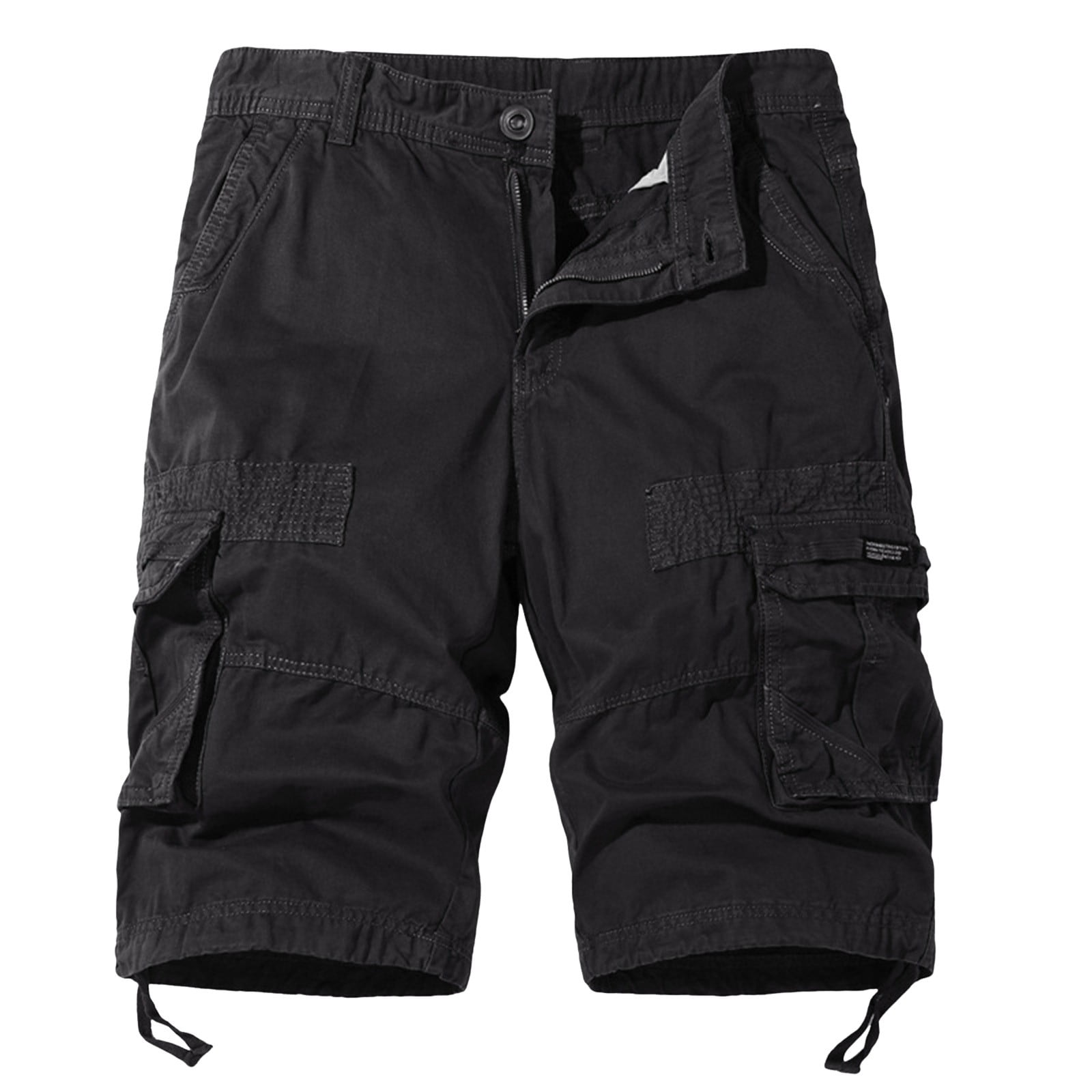 CONZONE Mens Cargo Shorts Casual Solid Color Buttons Cargo Shorts for ...