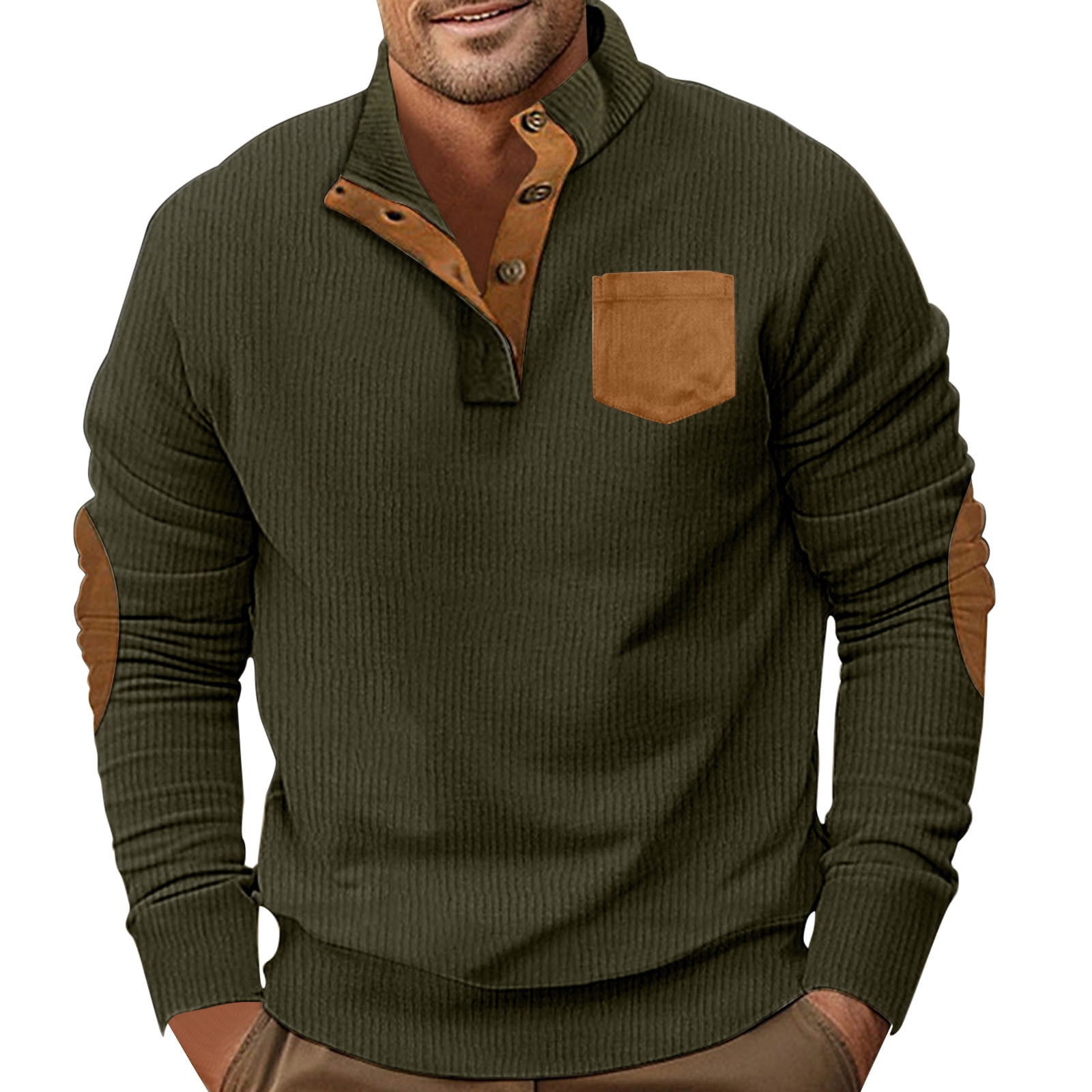 CONZONE Mens Corduroy Pullover Sweatshirts Long Sleeve Sweatshirt for ...