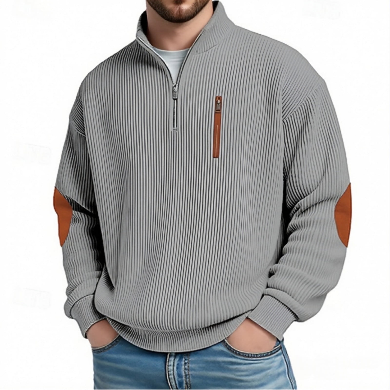 CONZONE Mens Corduroy Pullover Sweatshirts Long Sleeve Sweatshirt for ...