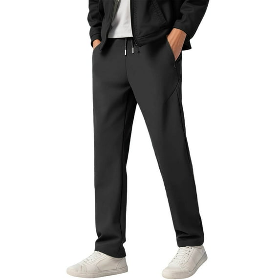 CONZONE Mens Fleece Lined Pants Solid Color Thick Baggy Sweatpants for ...