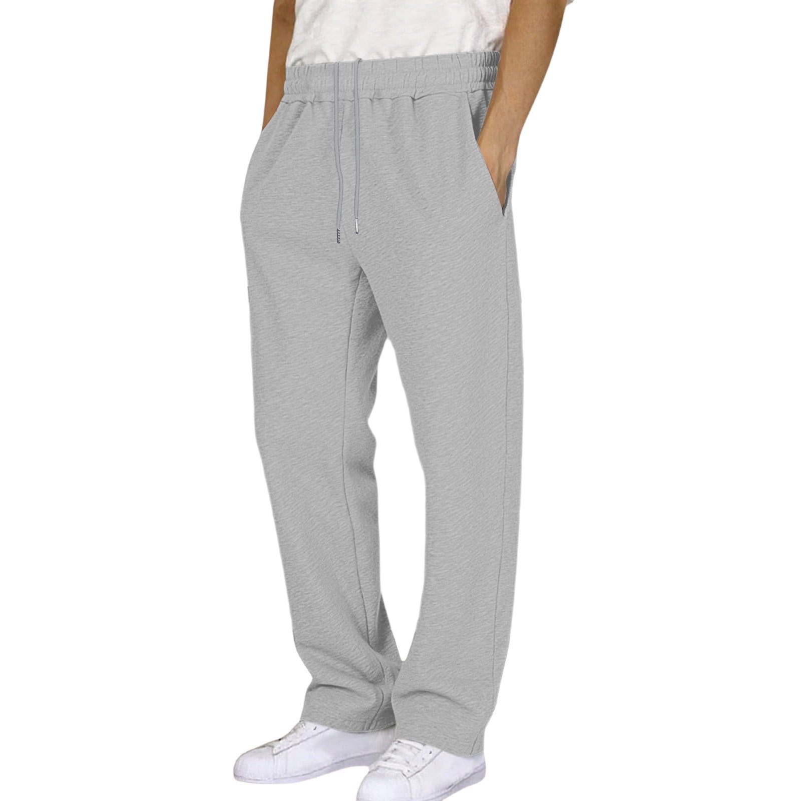 CONZONE Mens Fleece Sweatpants Solid Color Baggy Sweatpant for Men ...