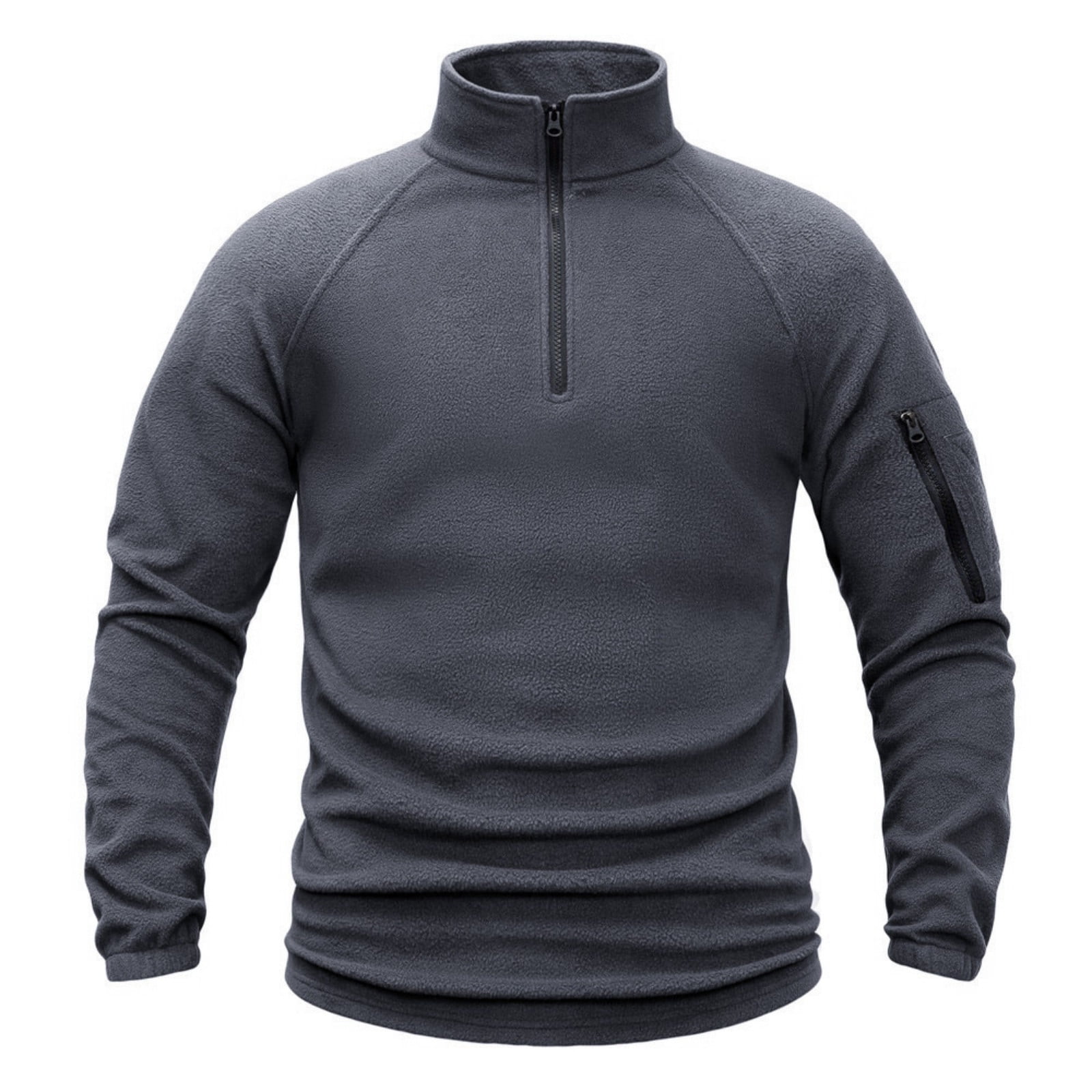 CONZONE Mens Fleece Sweatshirts Crewneck Sweatshirt for Men Solid Color ...