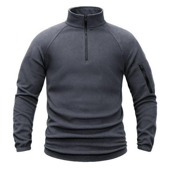 CONZONE Mens Fleece Sweatshirts Crewneck Sweatshirt for Men Solid Color ...