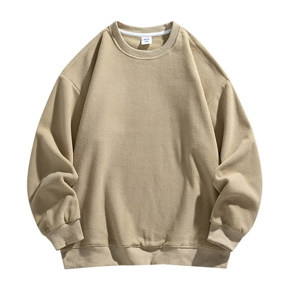 CONZONE Mens Fleece Sweatshirts Crewneck Sweatshirt for Men Solid Color ...