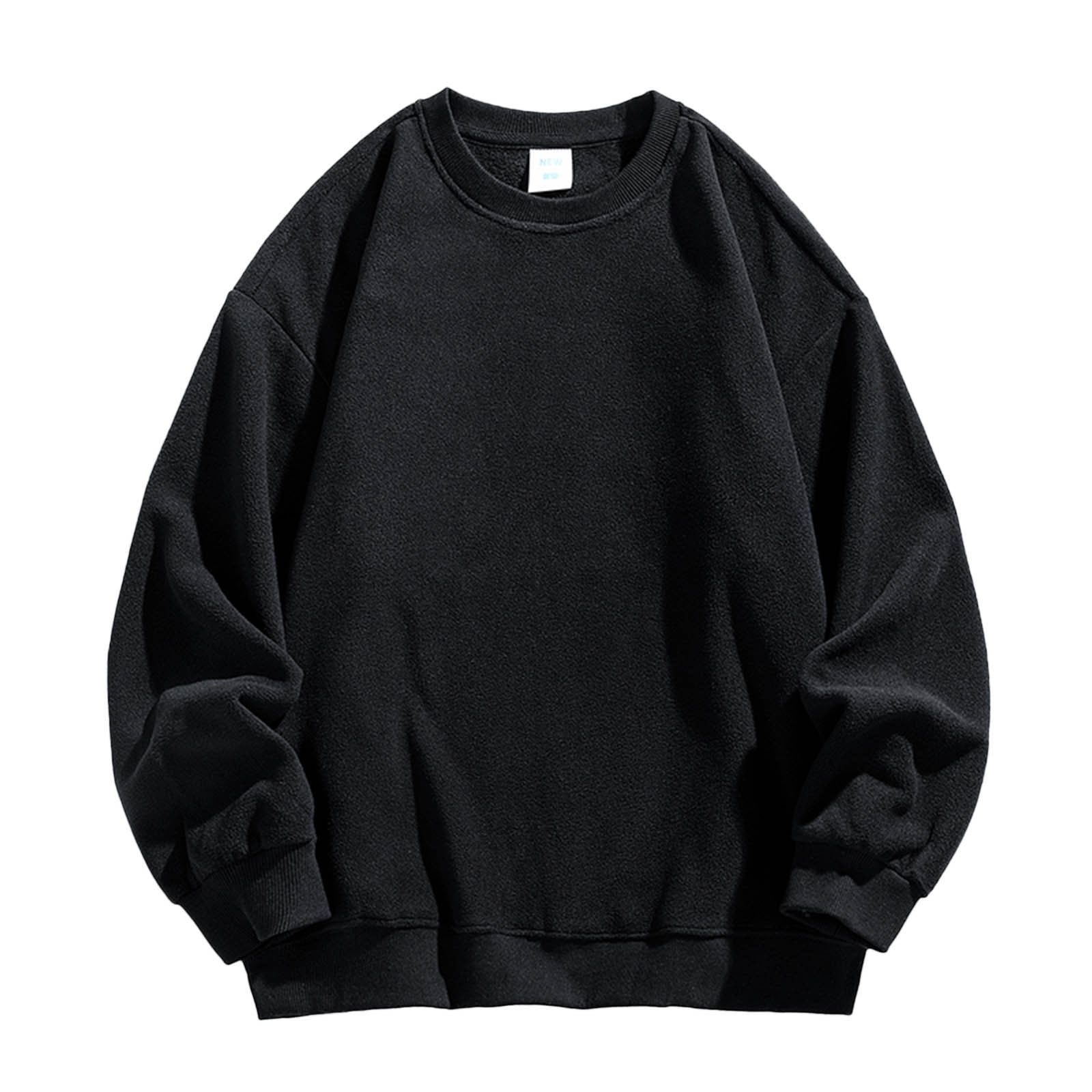 CONZONE Mens Fleece Sweatshirts Crewneck Sweatshirt for Men Solid Color ...