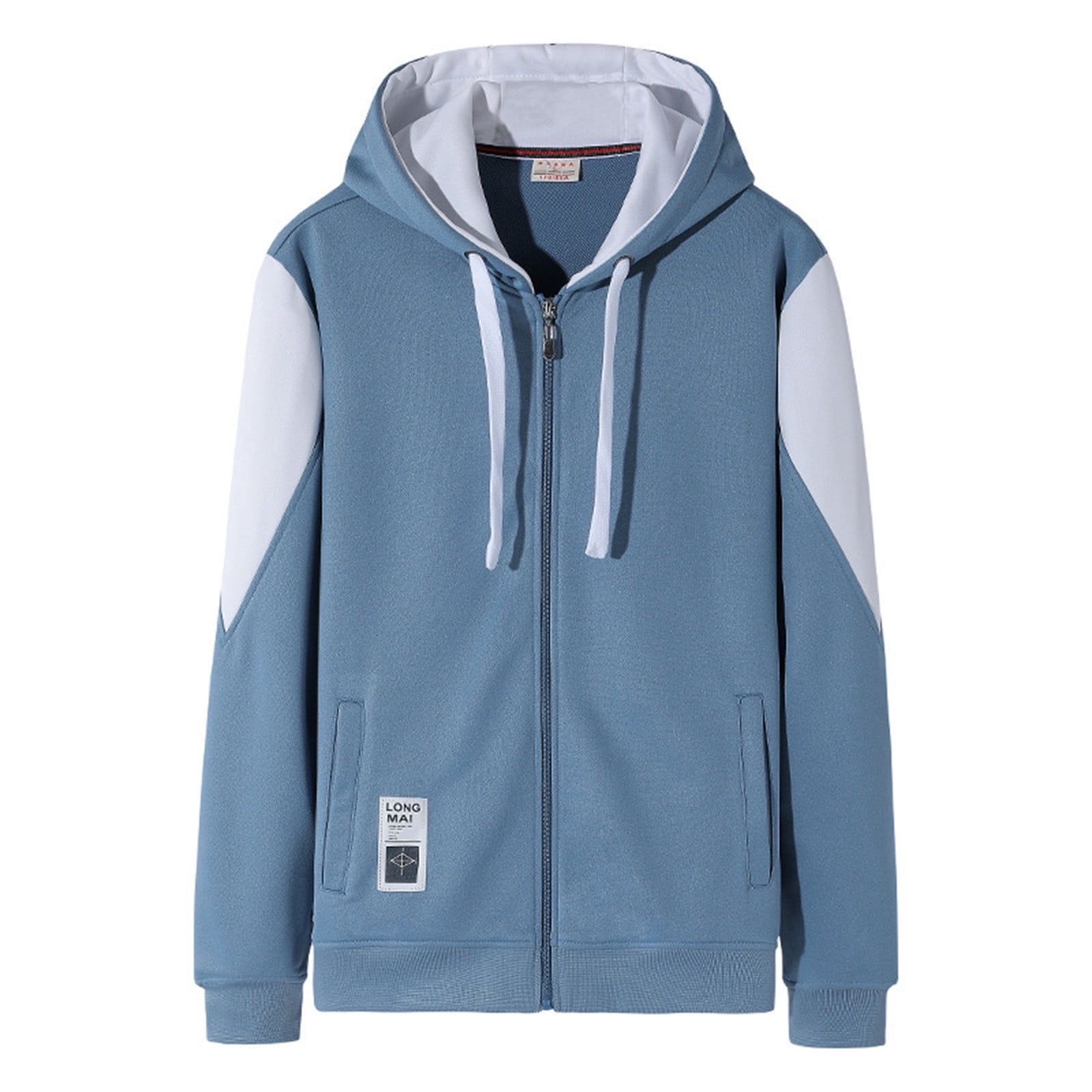 CONZONE Mens Hoodies Patchwork Color Hoodie for Men Zip Long Sleeve ...