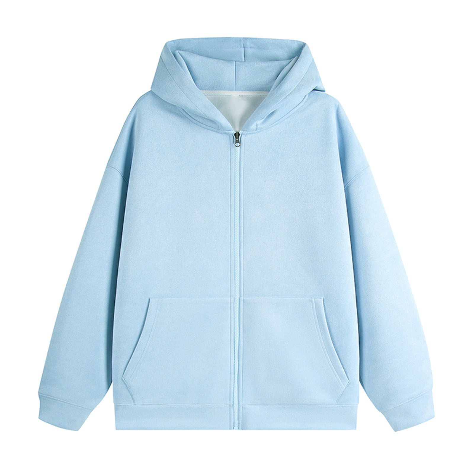 CONZONE Mens Hoodies Solid Color Suede Cardigan Hoodie for Men Thick Long Sleeve Pullover Hooded ...