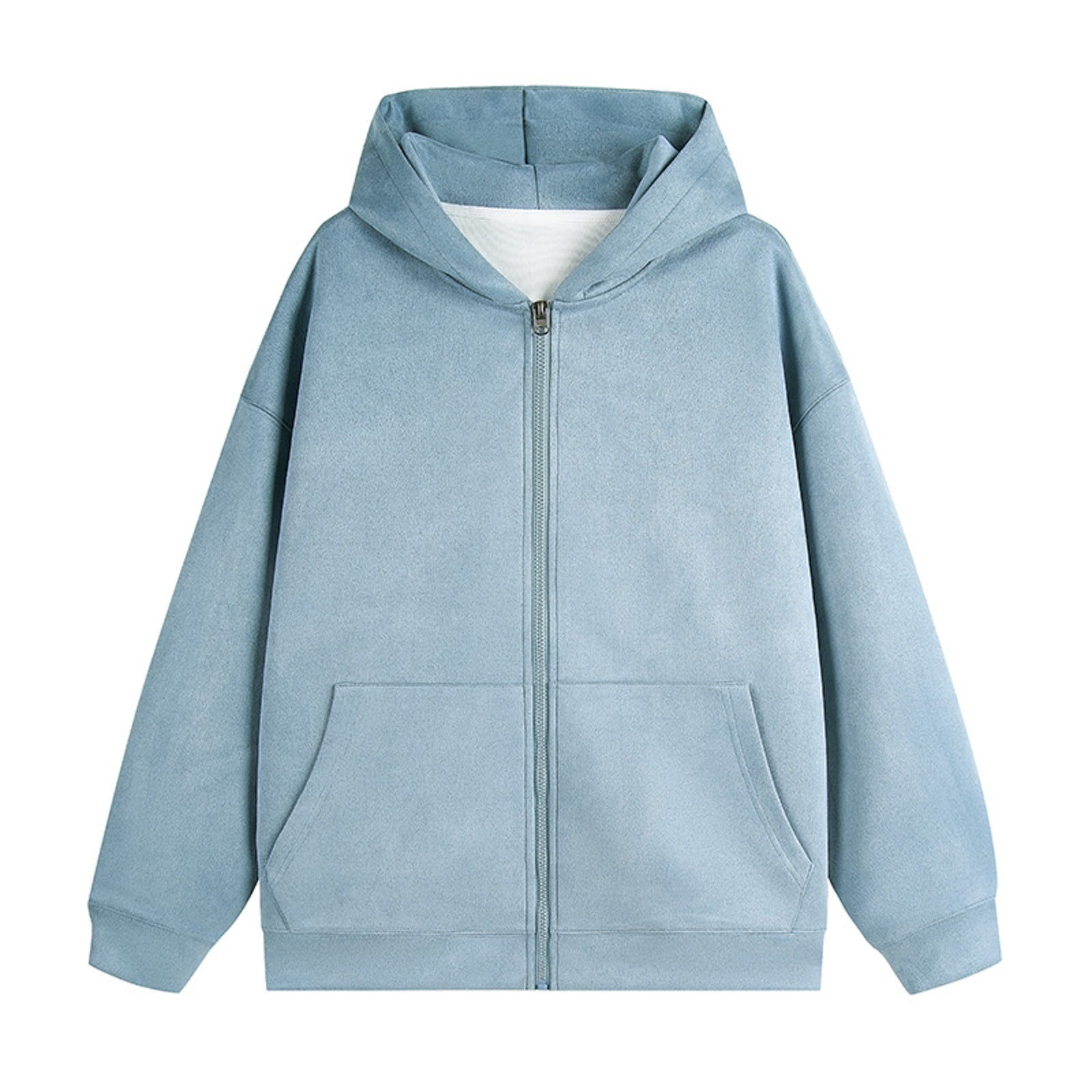 CONZONE Mens Hoodies Solid Color Suede Cardigan Hoodie for Men Thick ...