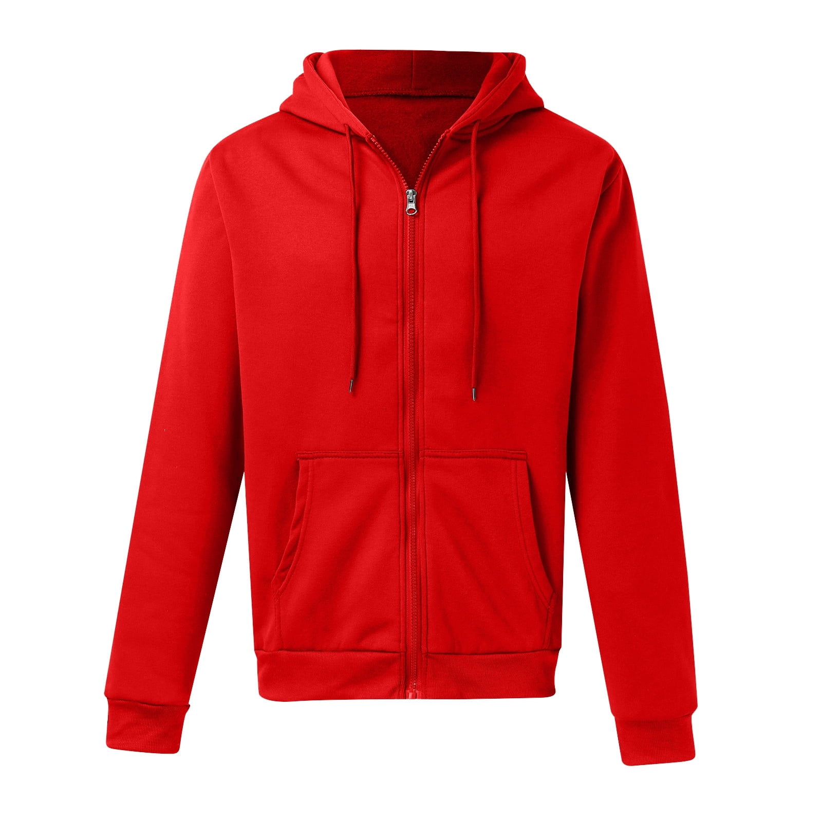 CONZONE Mens Hoodies Solid Color Y2K Hoodie for Men Long Sleeve Zip Up ...