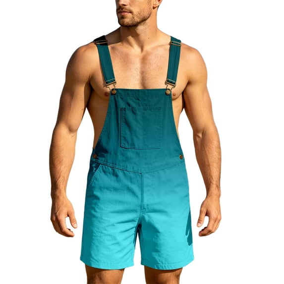 CONZONE Mens Romper Short Sleeve Loose Fit Jumpsuits Gradient Color One ...