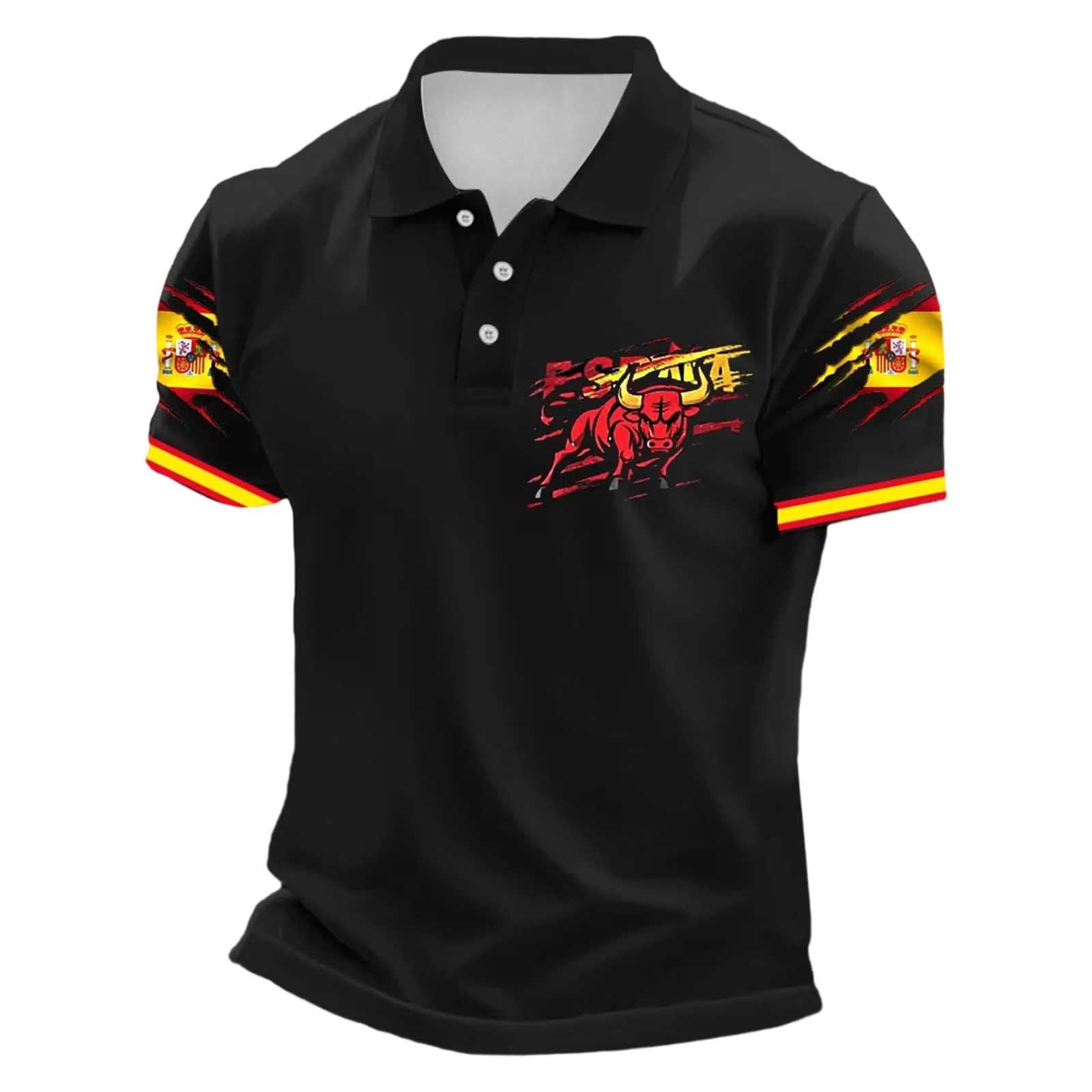 CONZONE Mens Spain Soccer Polo Shirts Short Sleeve National Football ...