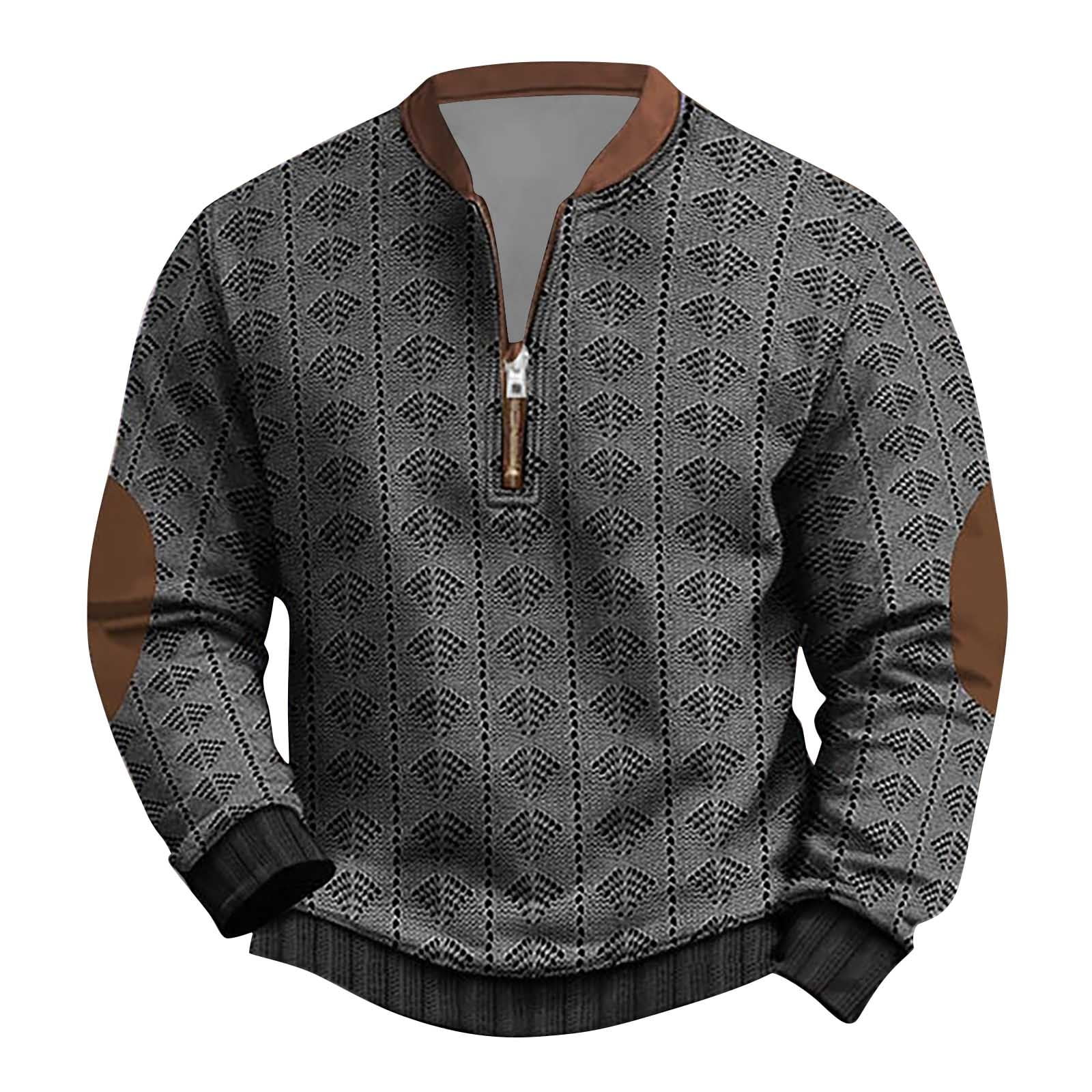 CONZONE Mens Sweatshirts Crewneck Sweatshirt for Men Casual Graphic Long Sleeve Half Zip Fashion ...