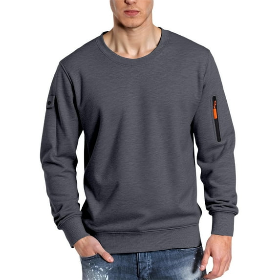 CONZONE Mens Sweatshirts Crewneck Sweatshirt for Men Solid Color Long ...