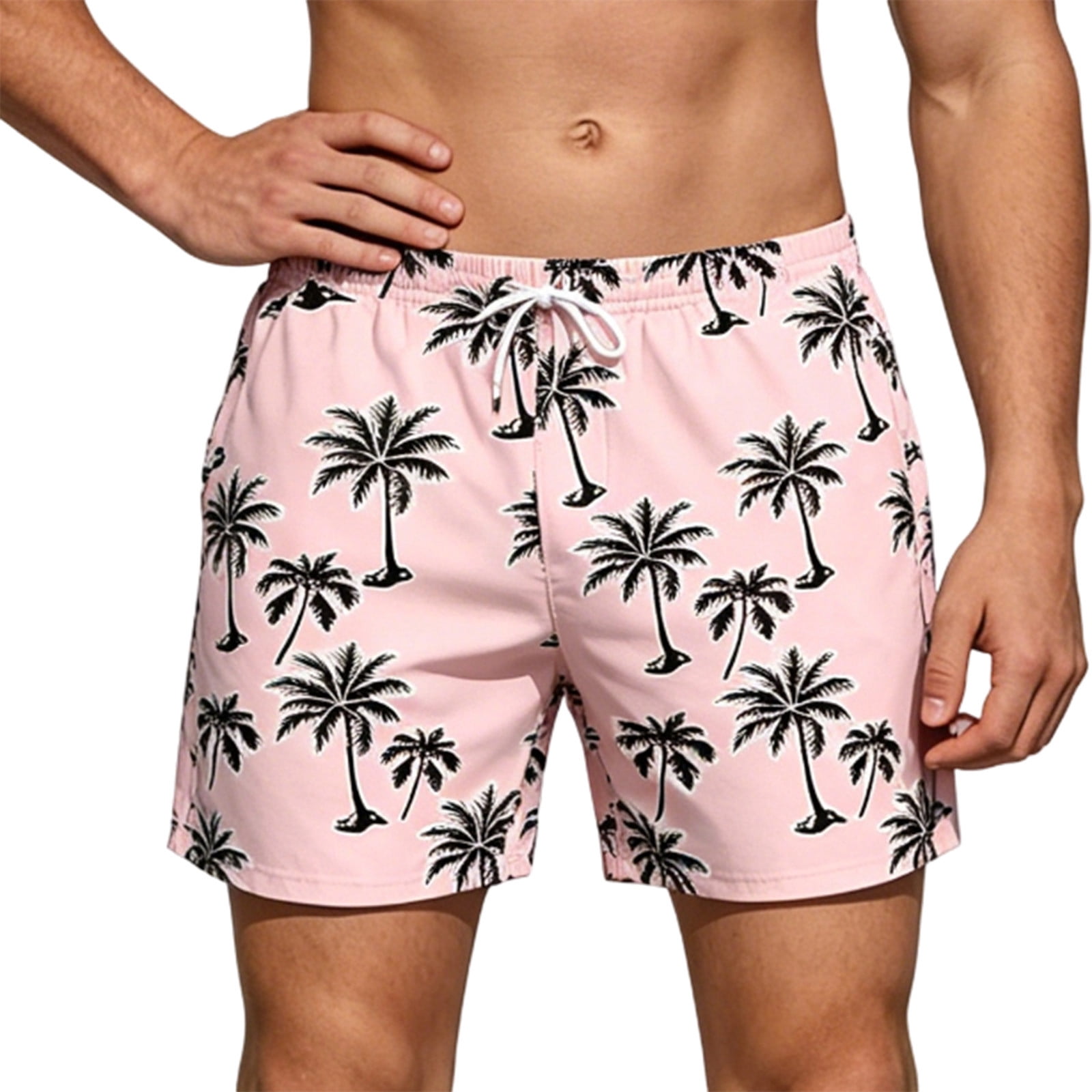 CONZONE Mens Swim Trunks Elastic Waist Drawstring Summer Board Shorts ...