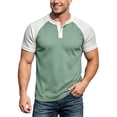 CONZONE Mens T-Shirt Button Down Short Sleeve Crew Neck Color Block ...