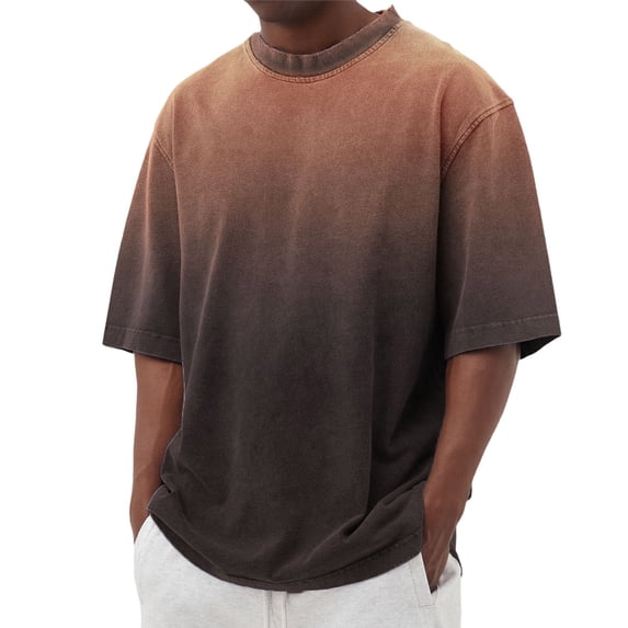 CONZONE Mens T-Shirt Short Sleeve Crew Neck Loose Fit Solid Color For ...
