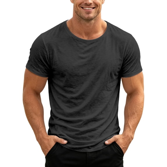 CONZONE Mens T Shirt Short Sleeve Crew Neck Solid Color Summer Comfort ...