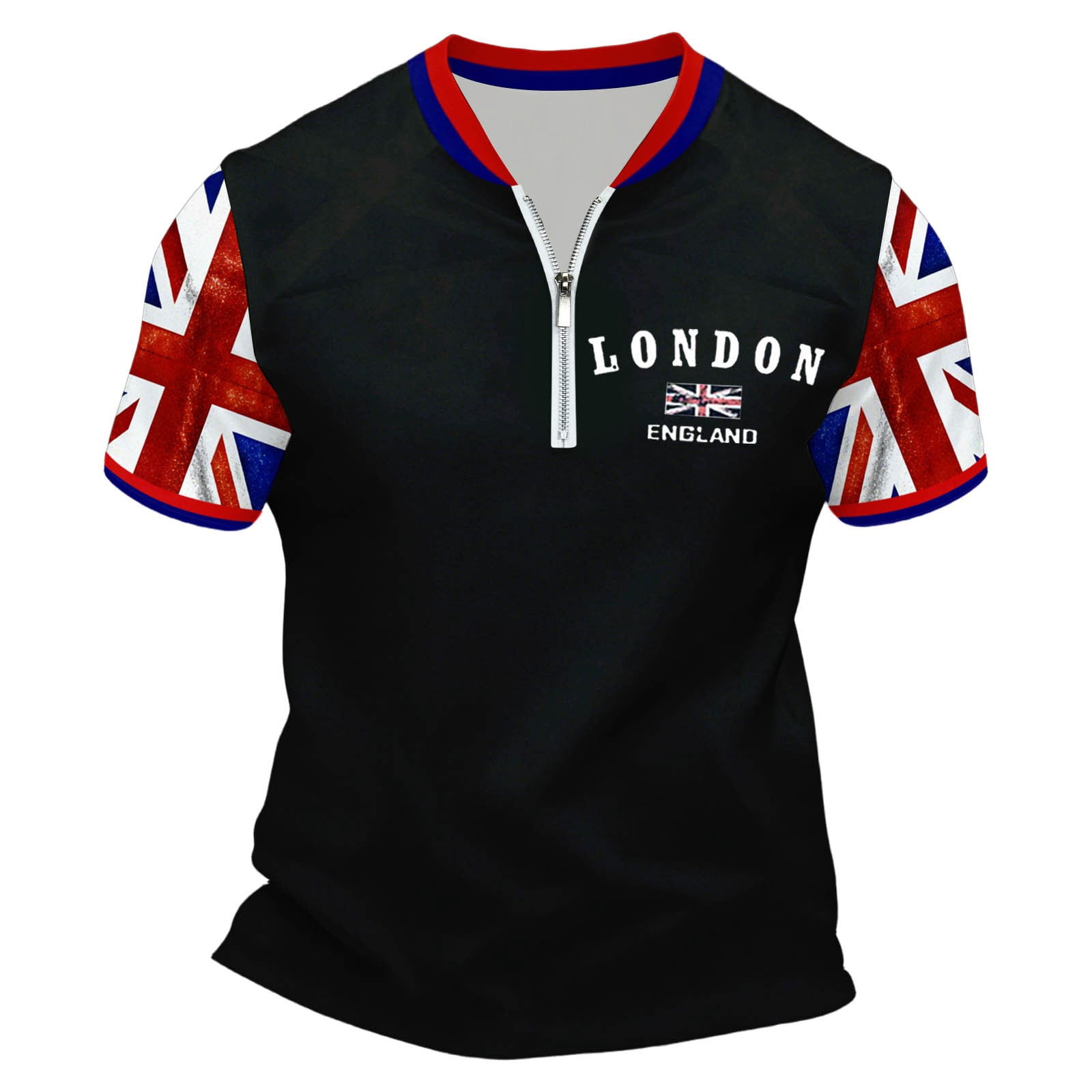 CONZONE Mens T-Shirts Short Sleeve Zip T Shirts for Men Casual Crew ...